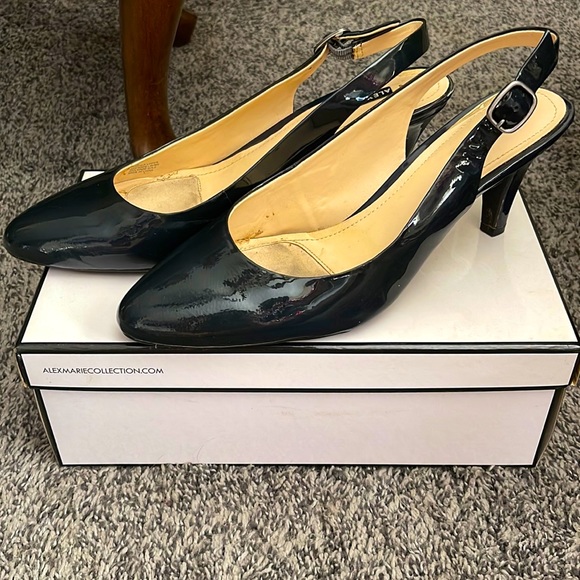 Alex Marie | Shoes | Alex Marie Navy Ankle Strap Close Toe Heels | Poshmark
